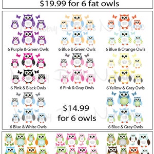 Six Fat Baby Owls With Birds and Butterflies-owl Wall Decals - Etsy