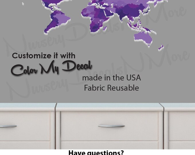 World Map Mini-world Map Decals Playroom Wall Decals Map of the World ...