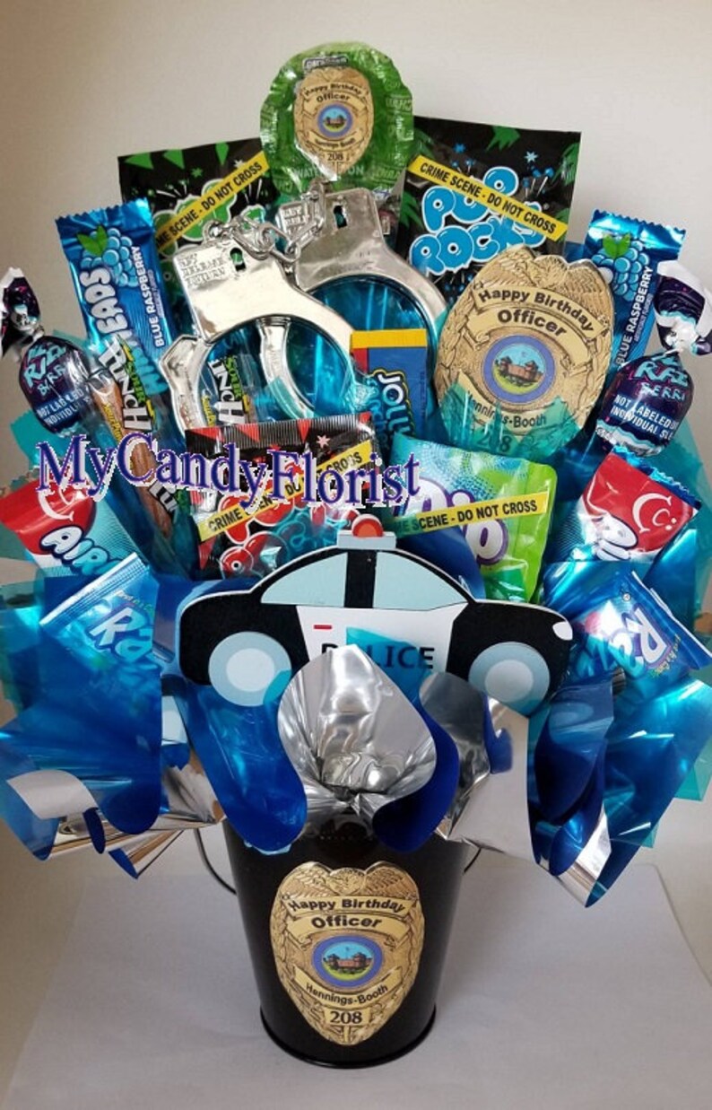 POLICE OFFICER Candy Bouquet: Hero Appreciation Gift Basket - Etsy