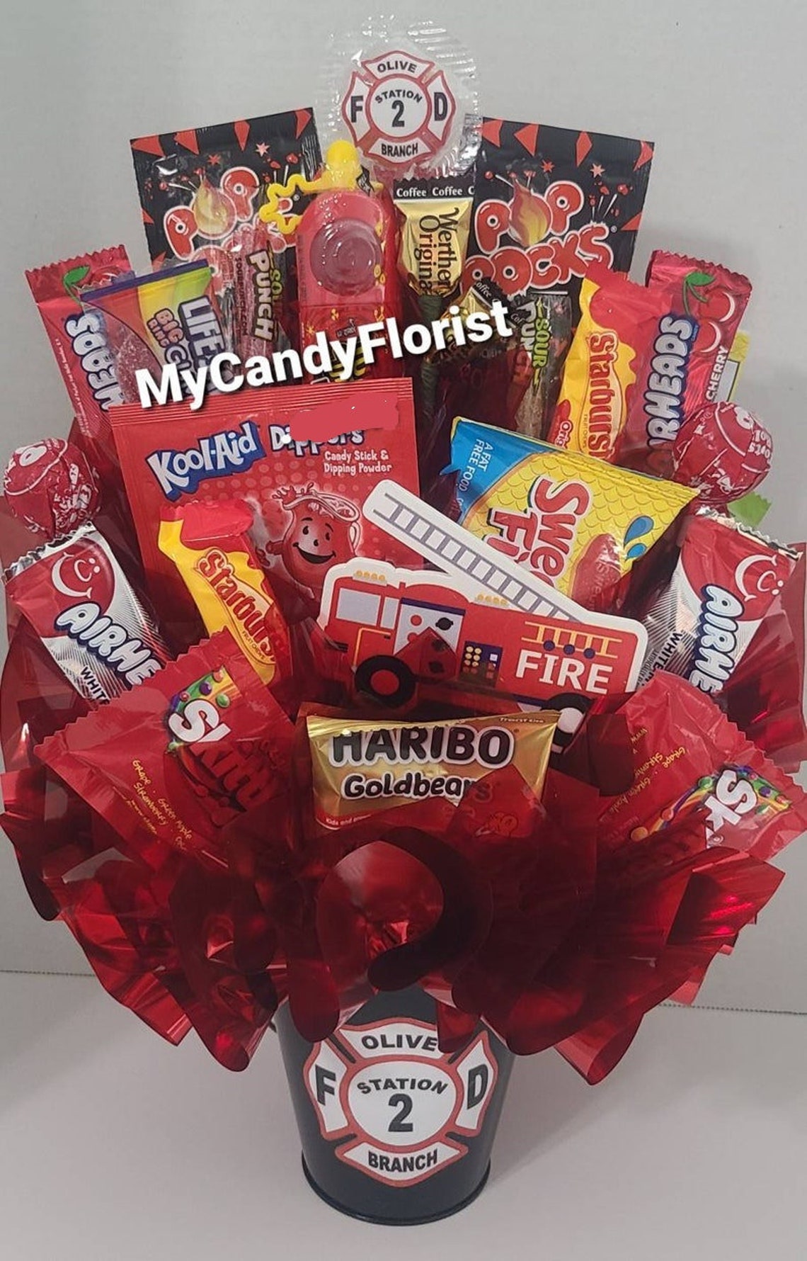FIRE FIGHTER Candy Bouquet Perfect for Your Hero Great for | Etsy