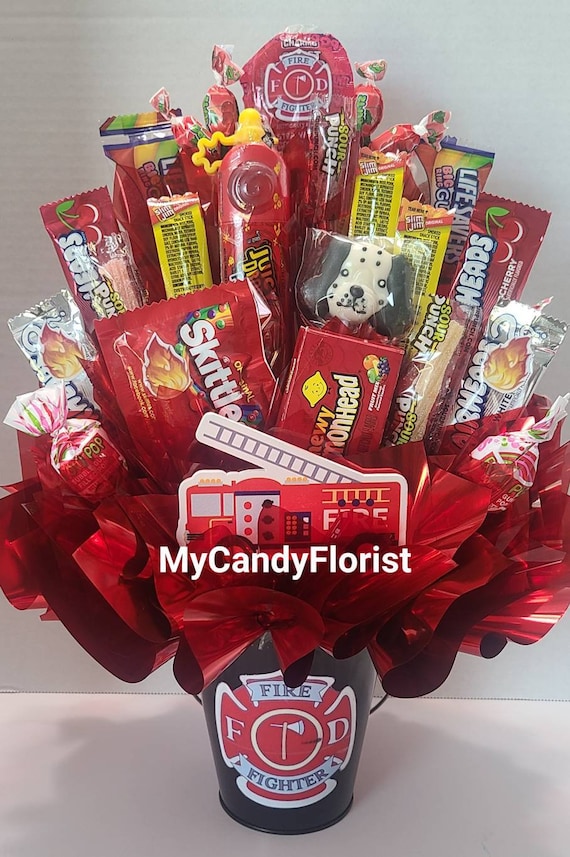FIRE FIGHTER Candy Bouquet Perfect for Your Hero Great for | Etsy
