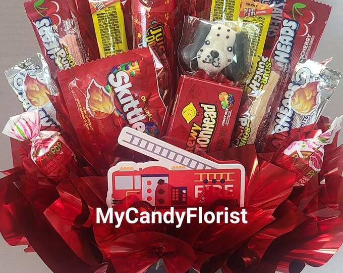 FIRE FIGHTER Candy Bouquet Perfect for Your Hero Great for - Etsy