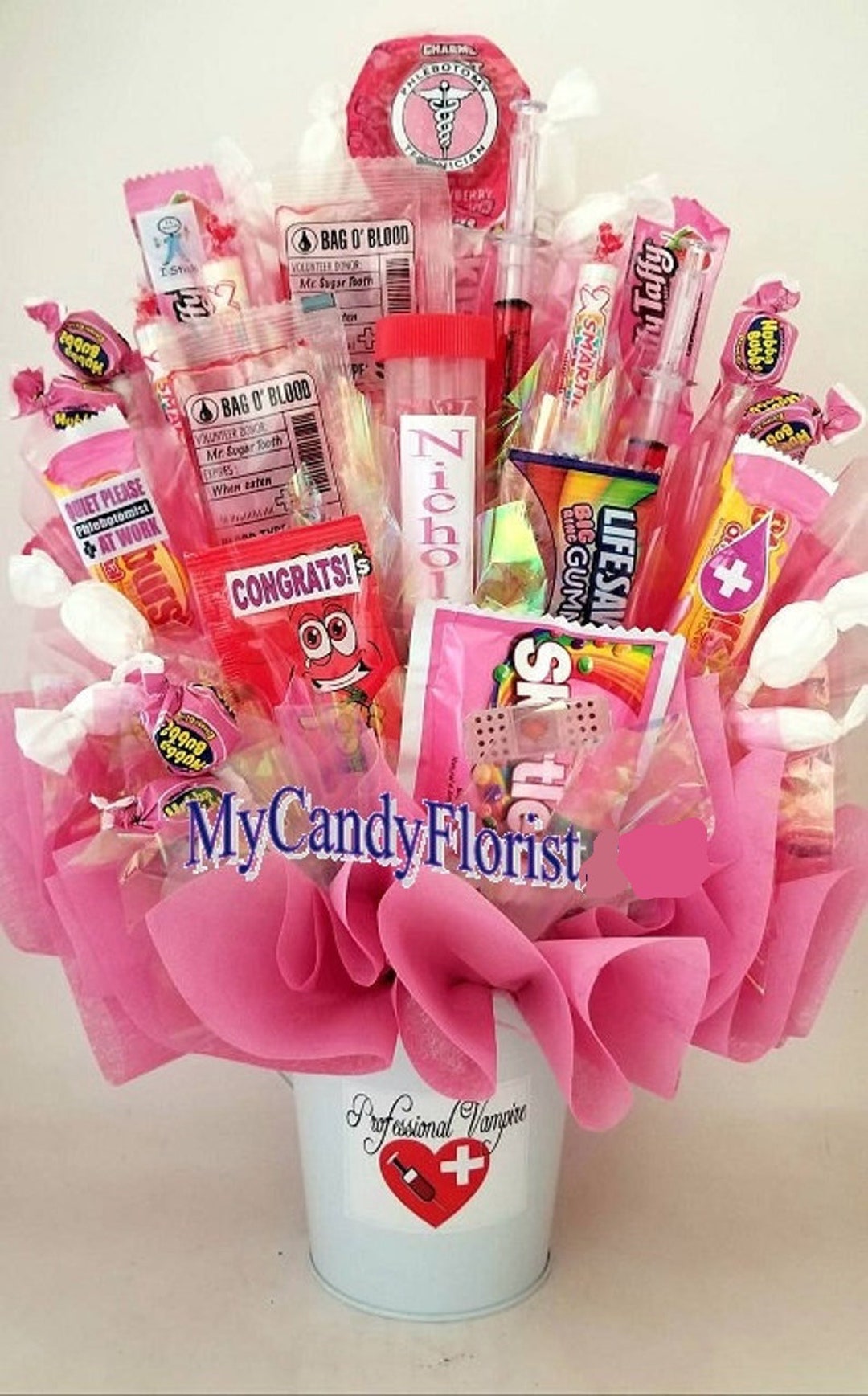 PHLEBOTOMIST Candy Bouquet, Vampire Nurse Gift Basket, Medical Grad ...