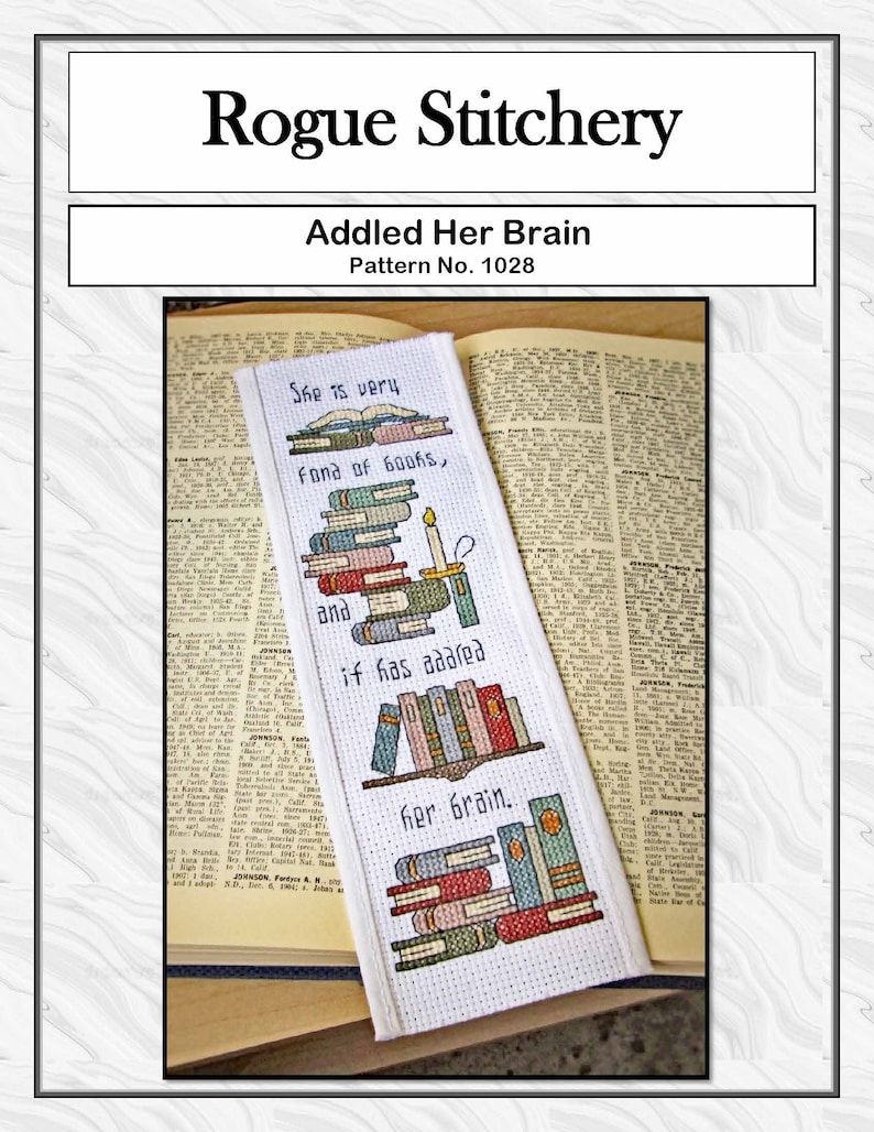 Cross Stitch Pattern / Addled Her Brain Bookmark / Gift for | Etsy