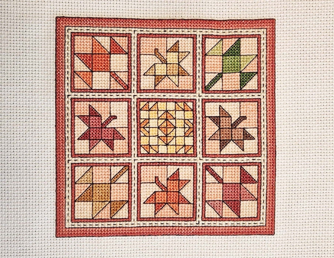 Autumn Leaves Quilt Blocks 16 - Cross Stitch Pattern for Quilters ...