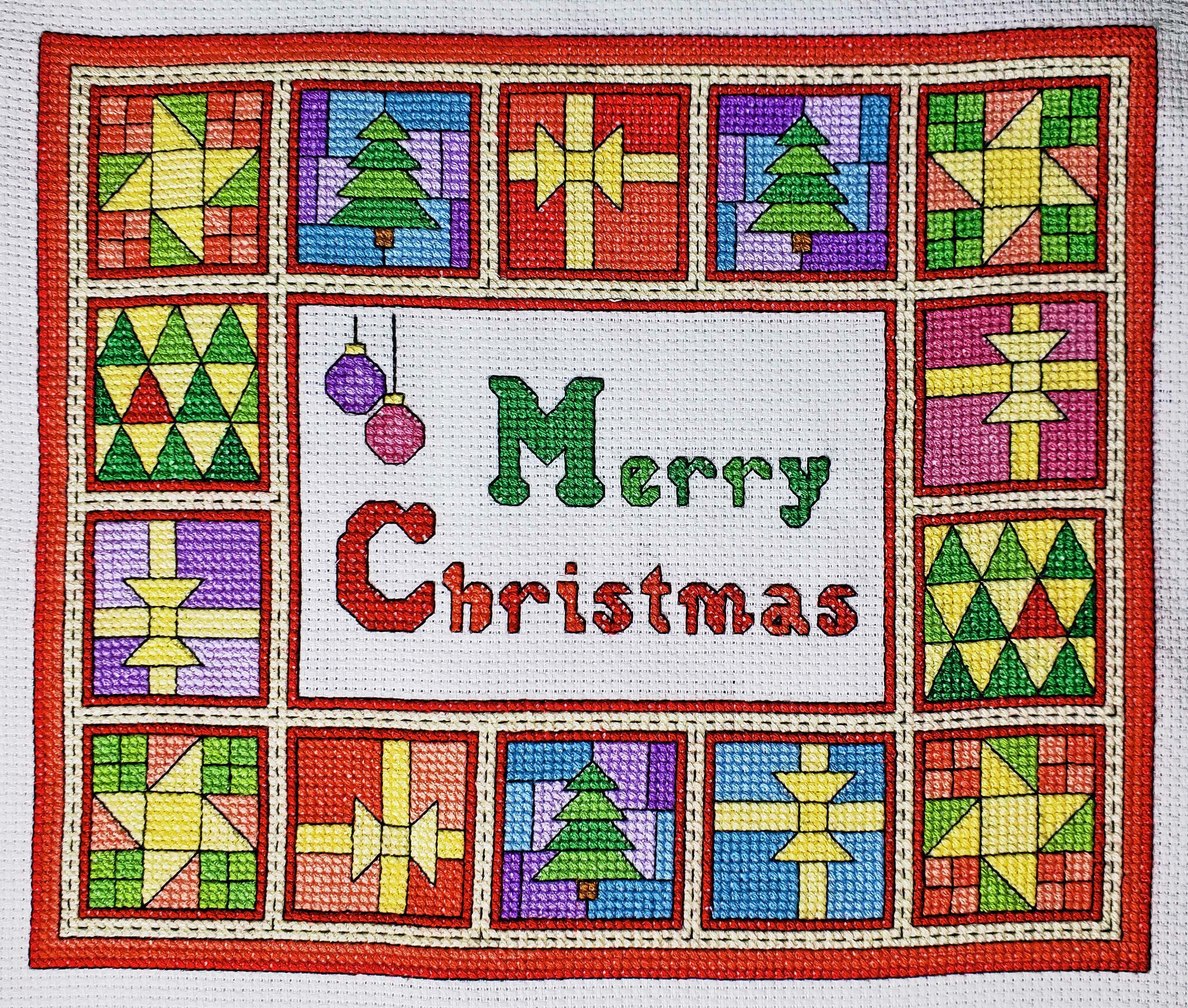 Quilted Christmas Cross Stitch Pattern: Holiday Sampler (digital ...
