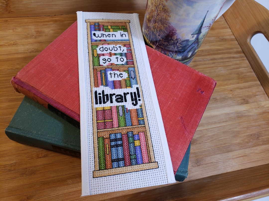 Library Bookmark Counted Cross Stitch Pattern (digital PDF) - Etsy