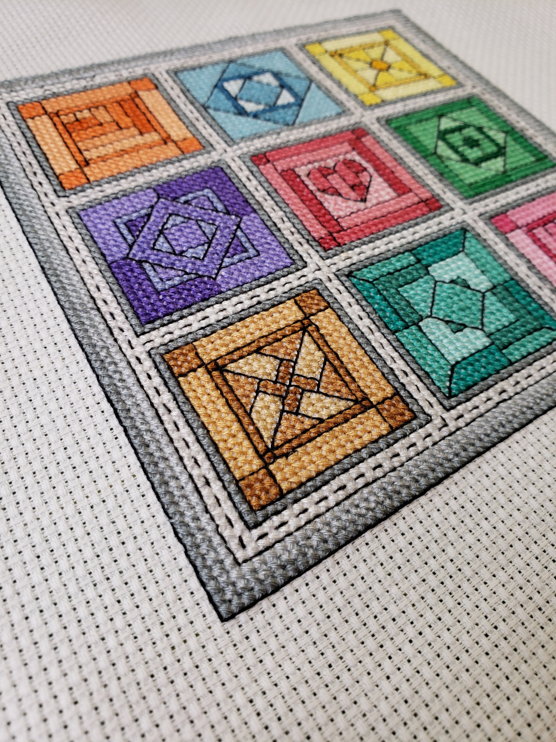 Cross Stitch Pattern of Quilt Blocks Gemstones Quilt Cross | Etsy