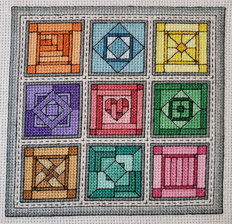 Gemstone Quilt Block Cross Stitch Pattern (digital Download) - Etsy