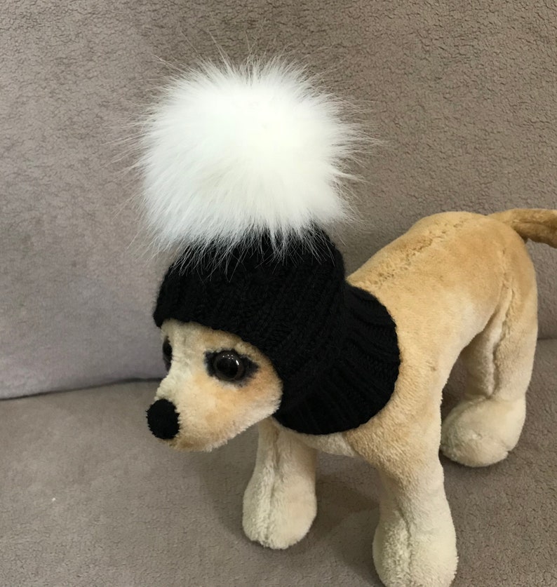 Pet Clothes Apparel Winter Hat with Fur Pom Pom Knit Hat for | Etsy