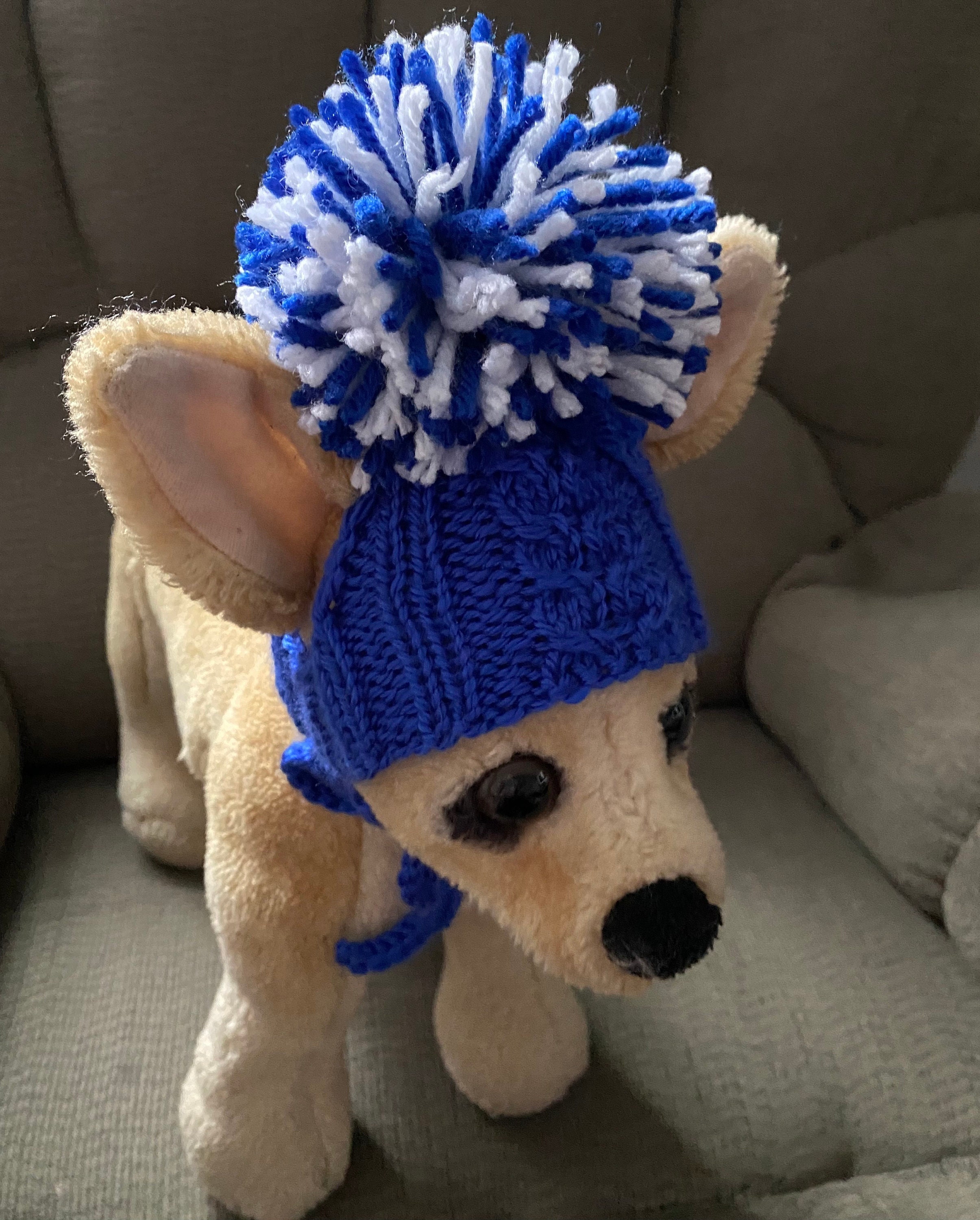 Pet Clothes Hat for Small Dog Hand Knitted Hat With Big Pom Pom XXS S M ...