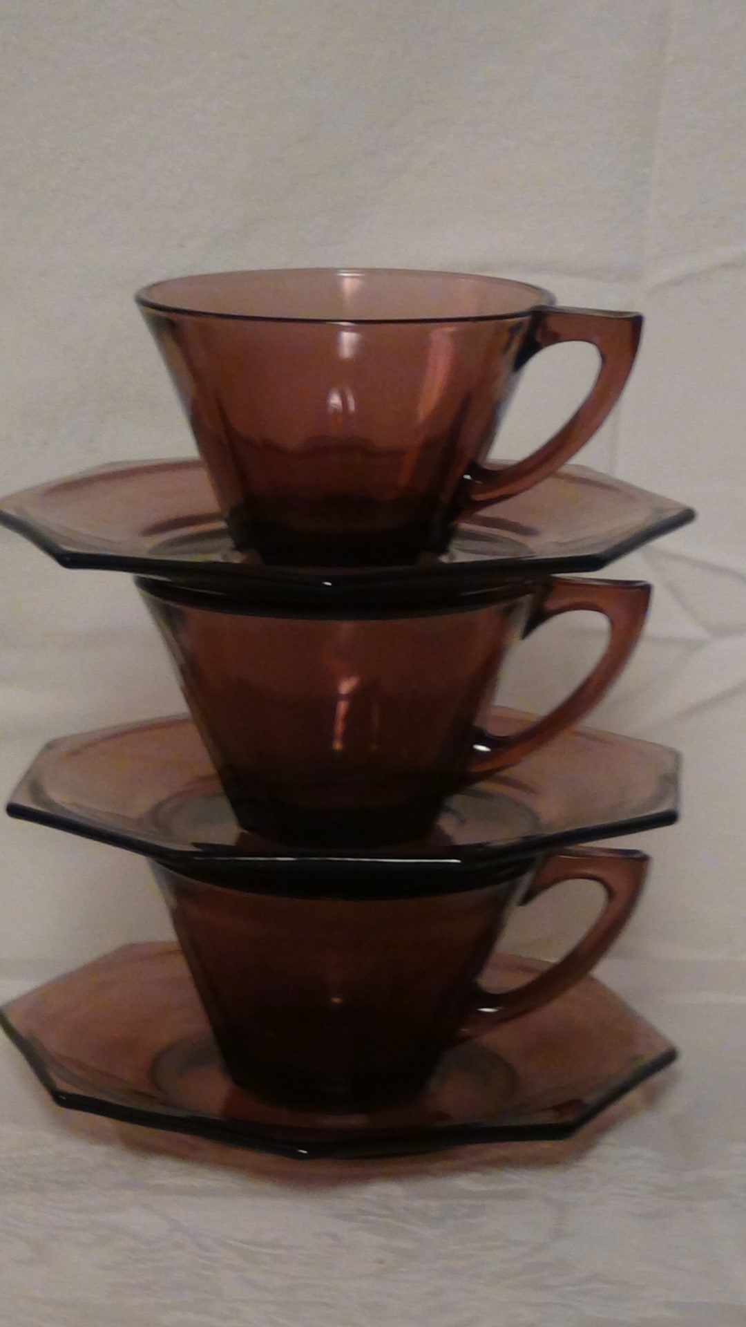 Vintage Moroccan Amethyst Cups and Saucers, Hazelware - Etsy