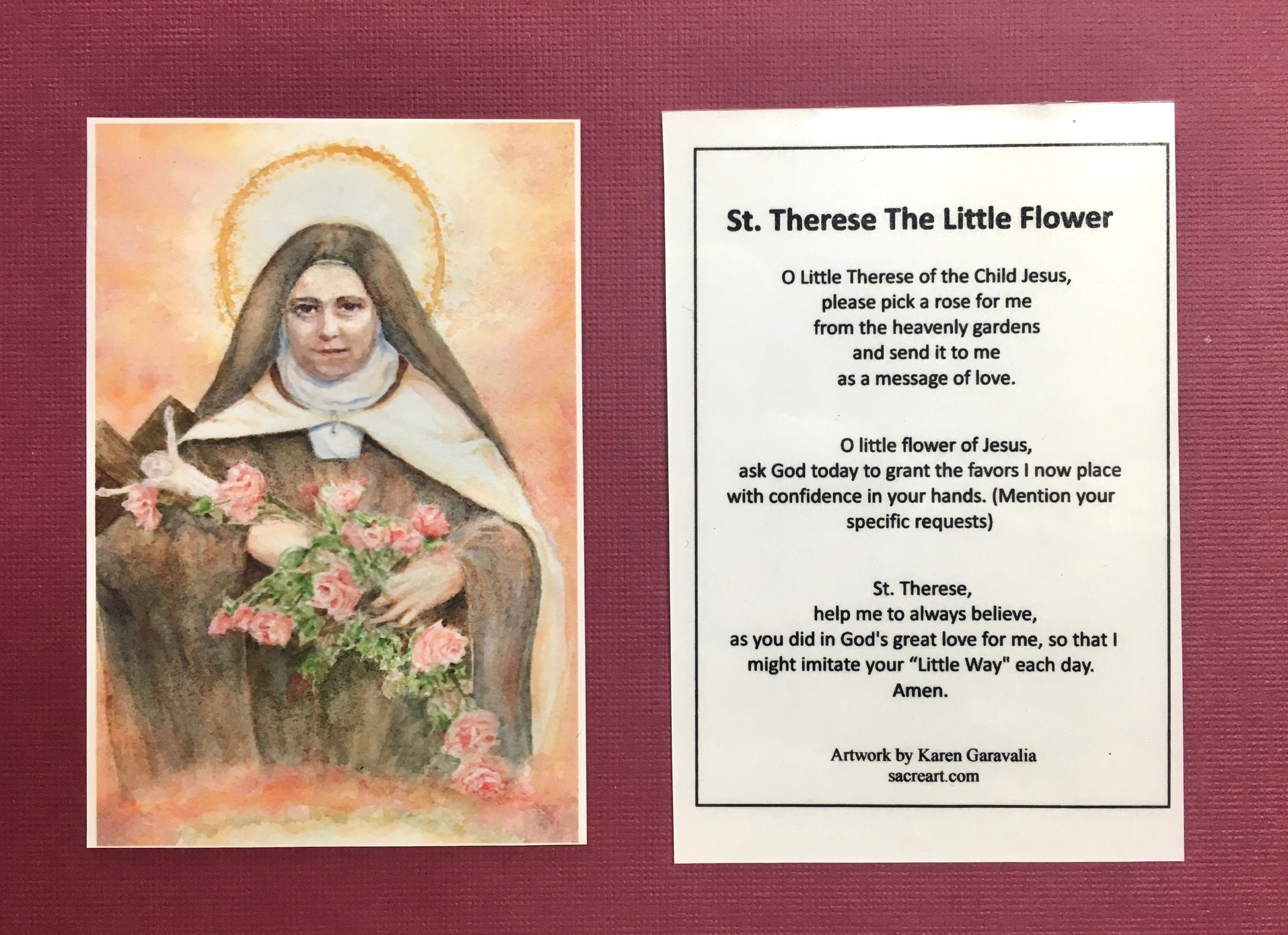 Saint Theresa the Little Flower Prayer Card - Etsy