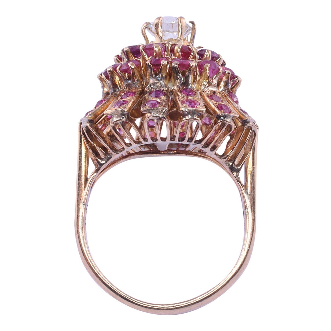 Diamond Center Ruby Dome Ring - Etsy