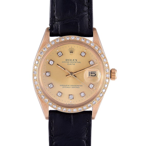 Rolex Custom Diamond 14K Gold Wrist Watch - Gem