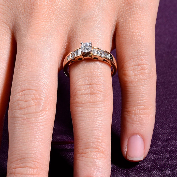 0.30 Carat Center Diamond Engagement Ring Estate Yellow Gold - Etsy