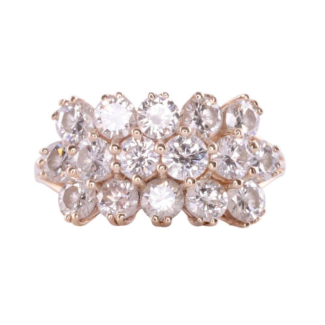 Three Row Diamond Ring - Etsy