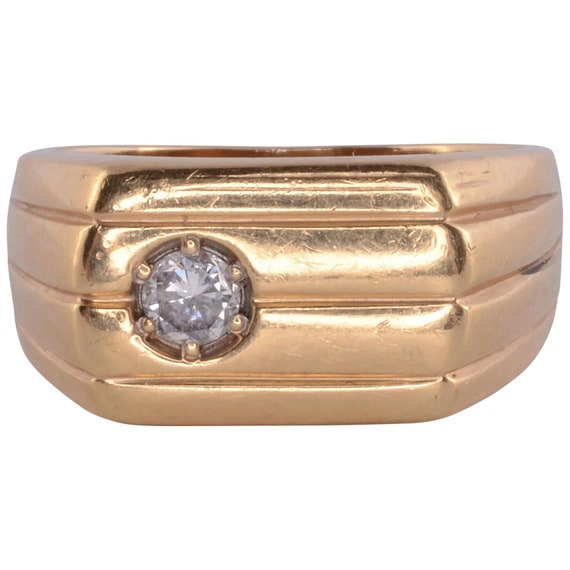 Off Set Center Diamond Mens Ring - Gem