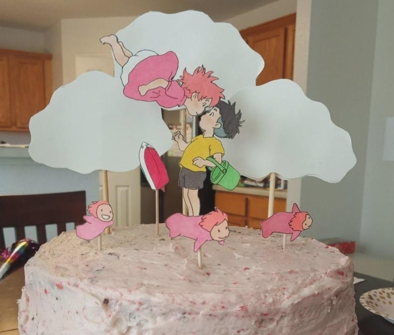 Ponyo Studio Ghibli Hand-drawn Cake Toppers - Etsy