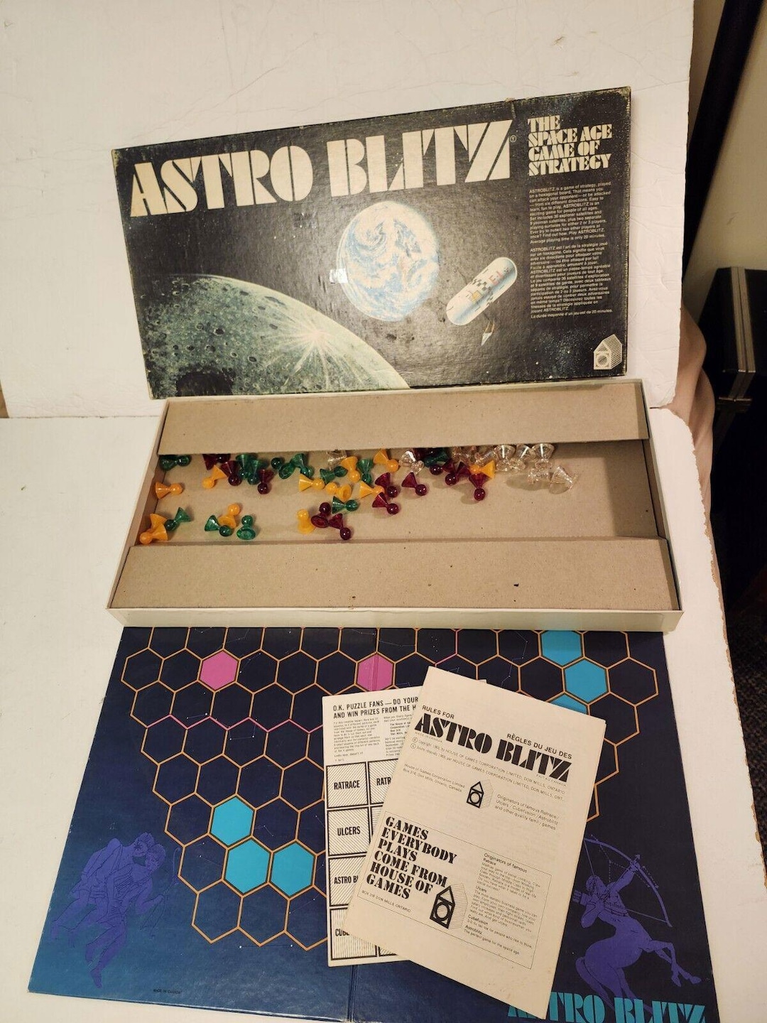 Vintage Astro Blitz Board Game Complete RARE HTF 1968 Space Age ...