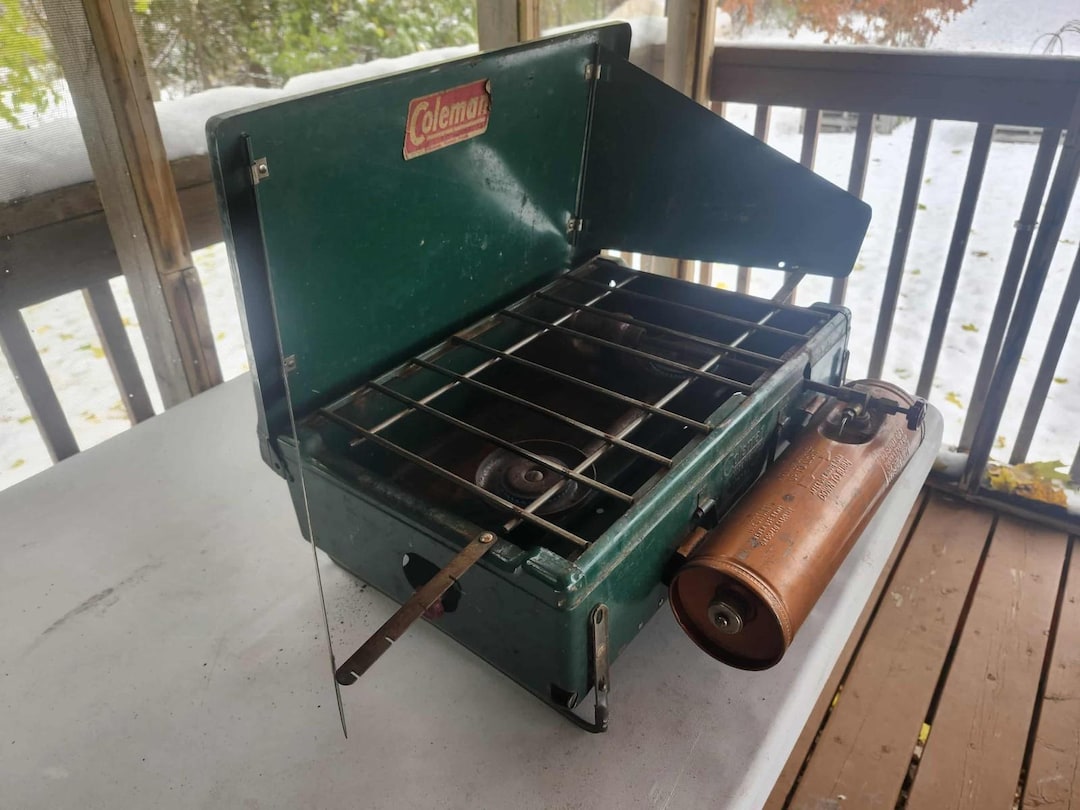 Vintage Coleman Model 4M Two Burner Camping Stove Gold Gas Tank Canada ...