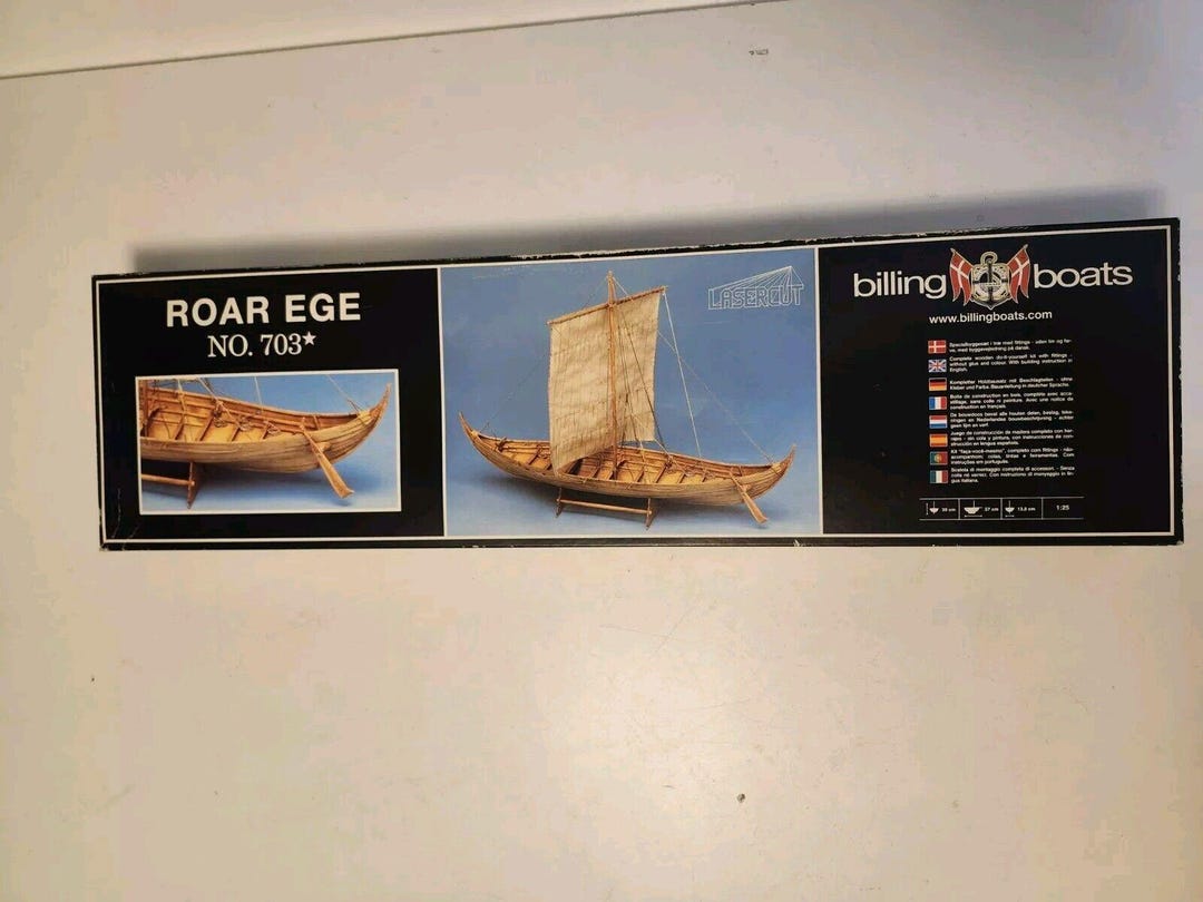 Vintage Billing Boats Roar Ege 703 Danish Viking 1:25 Wooden Model Boat ...