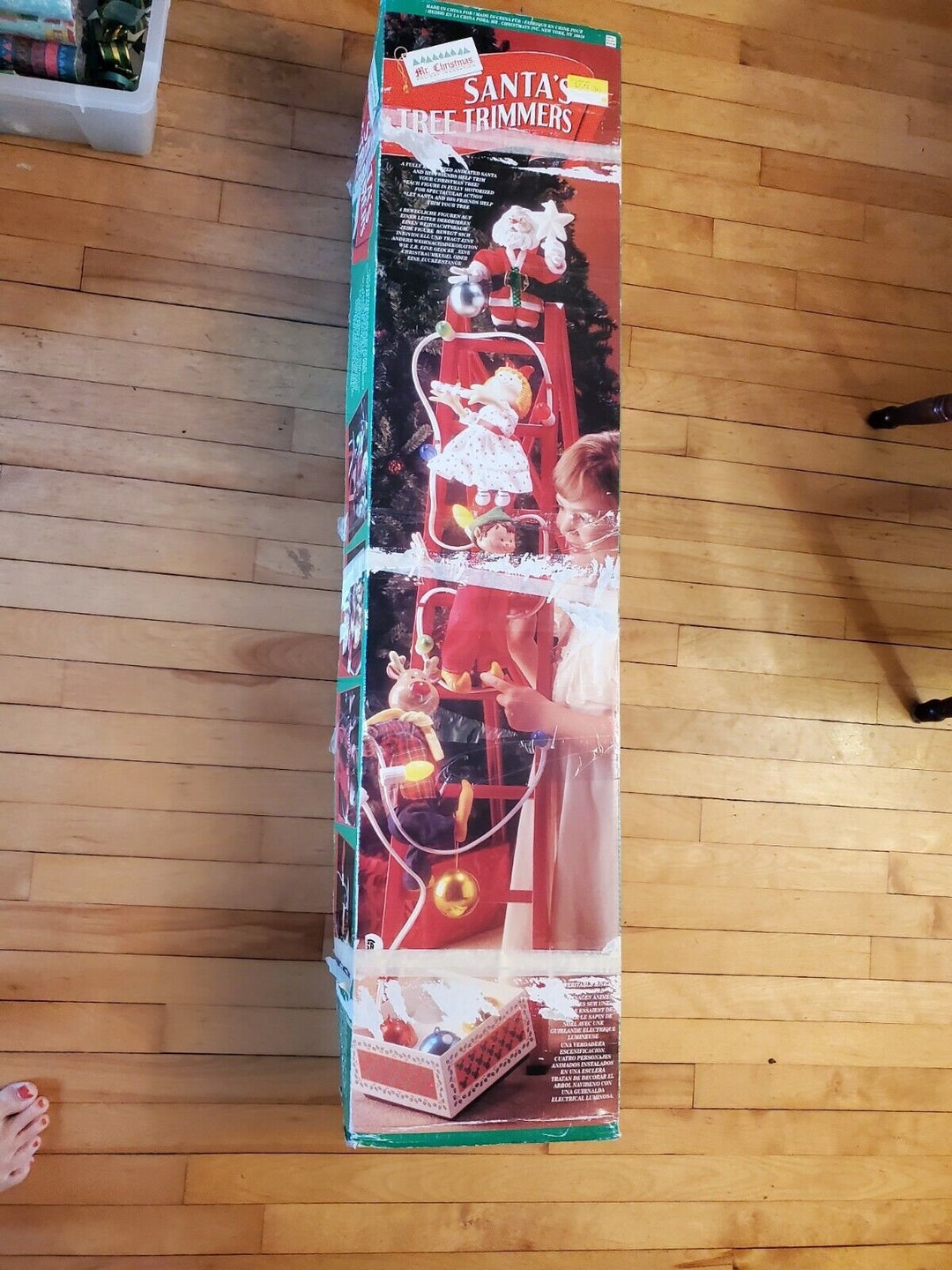 Mr. Christmas Animated Santa's Tree Trimmers in Box Works RARE Ladder ...