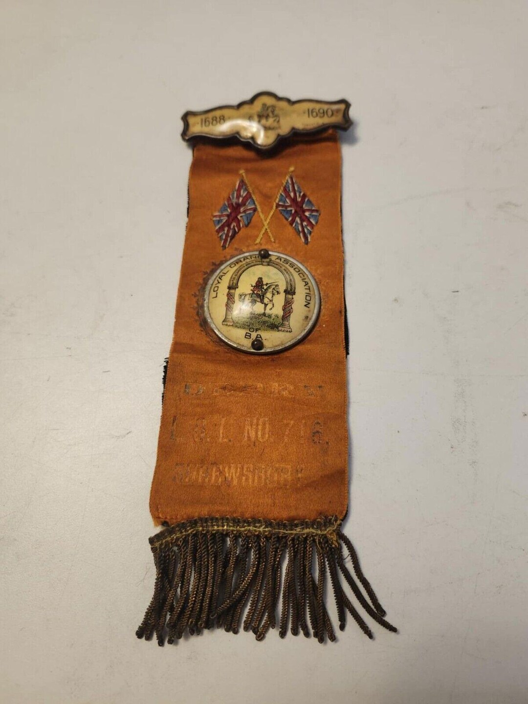 Vintage Loyal Orange Association Shrewsbury Pin Ribbon - Etsy