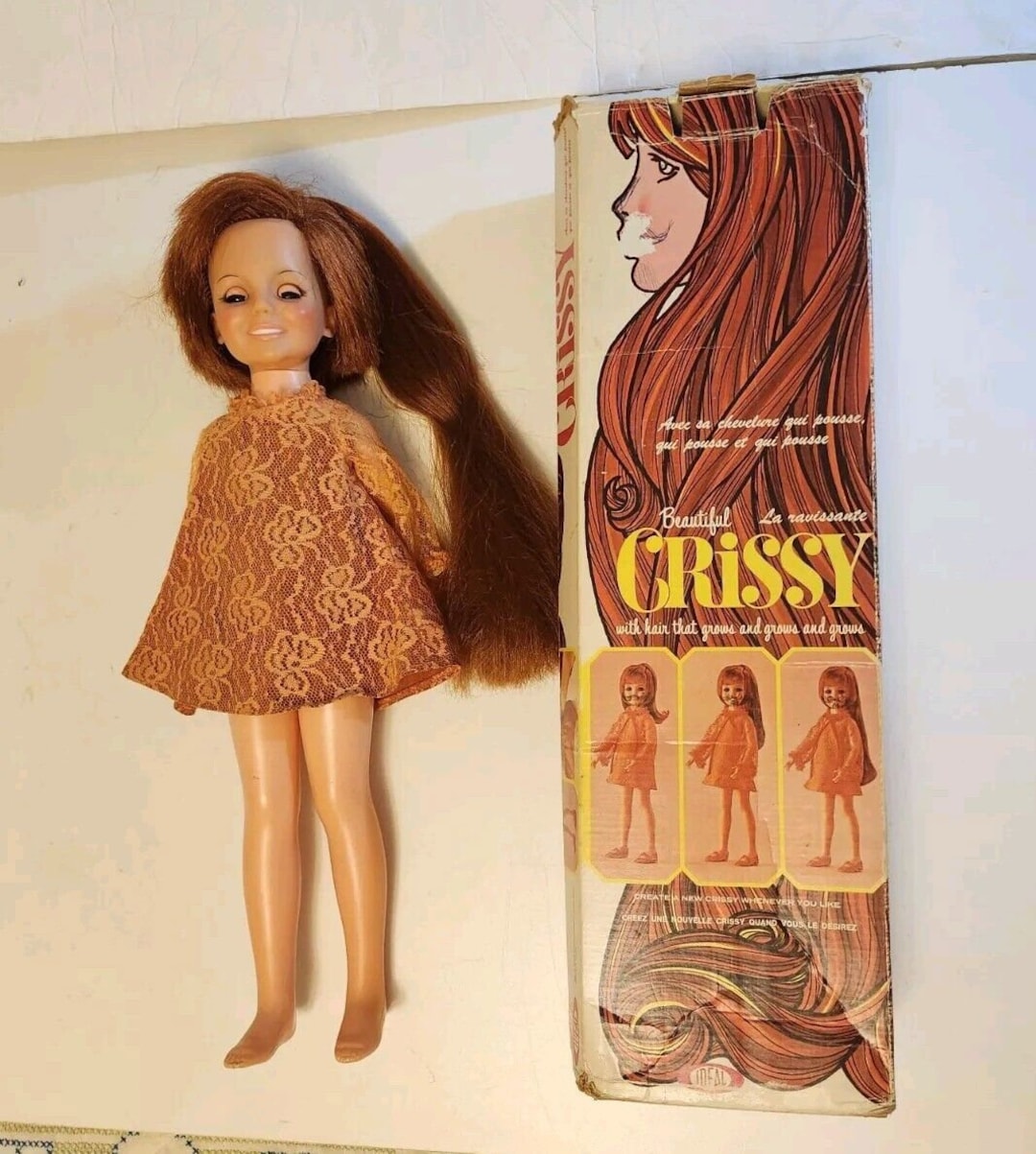 Vintage IDEAL CRISSY Fashion Doll Hair Grows Eyes Close Original Box ...