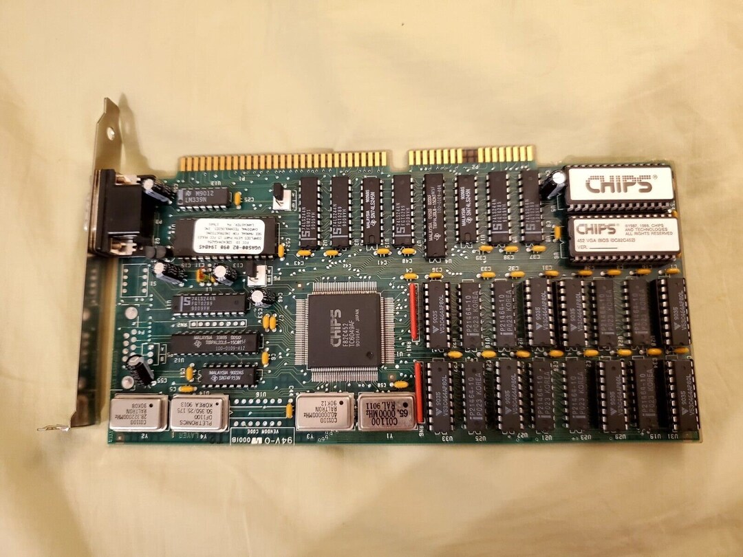 Vintage Chips Vga500-02 Svga Vga Video Graphics Card F82c452 452 512K ...