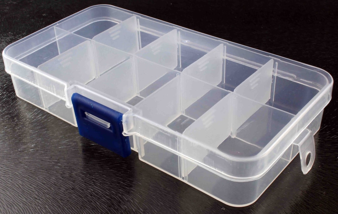 Small Clear Plastic 10 Adjustable Compartment Storage Box With Lid for ...