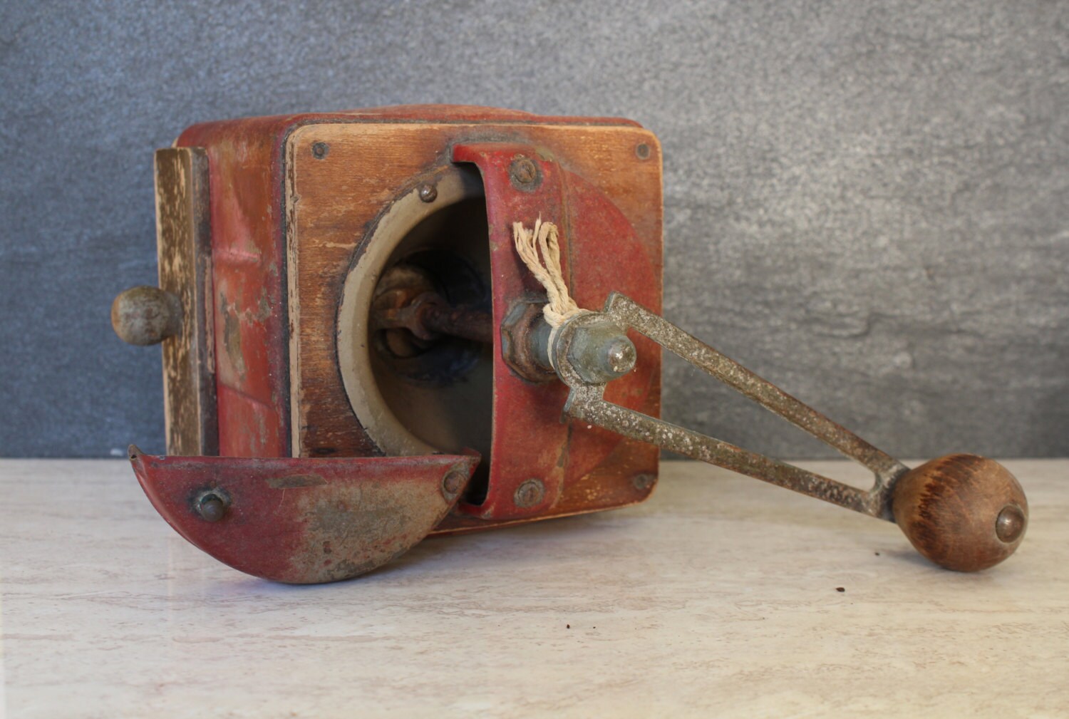 Vintage French COFFEE GRINDER ~ Red Coffee Mill ~ Country Farmhouse ...