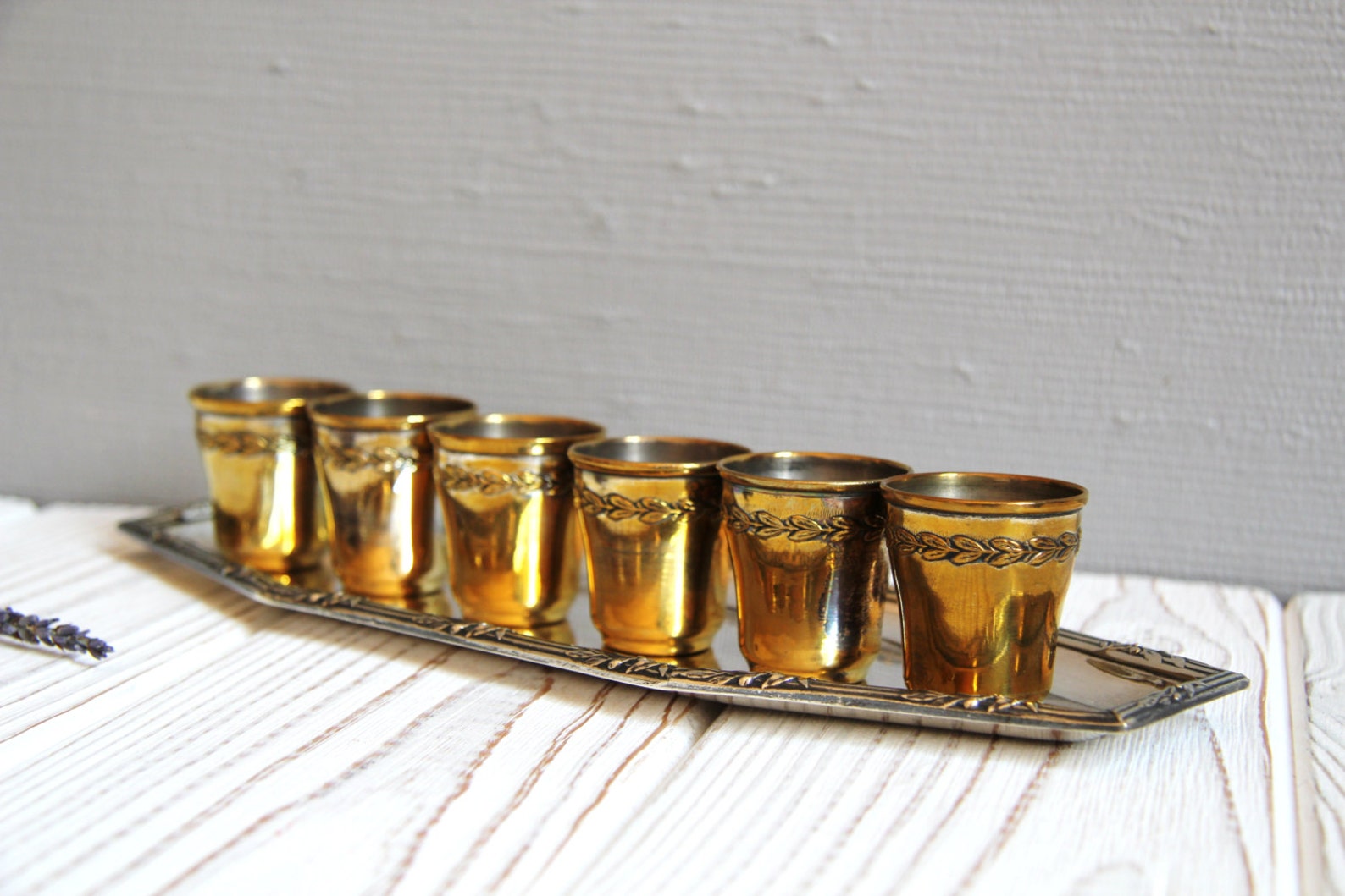 6 X Vintage Silver Plated Small Liquer Cups and Tray ~ Apero Shot ...