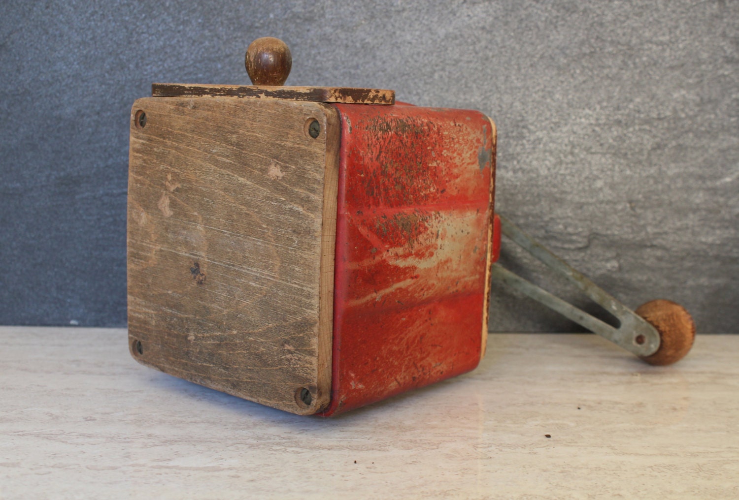 Vintage French COFFEE GRINDER ~ Red Coffee Mill ~ Country Farmhouse ...