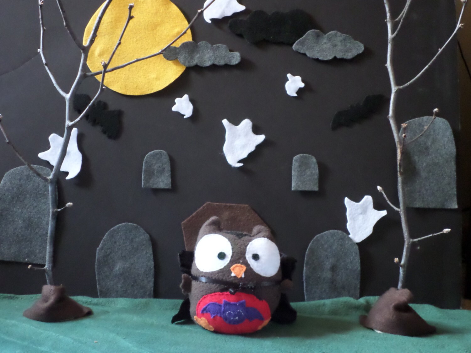 Stuffed Vampire Owl/halloween Table Decor/halloween Mantel Decor ...