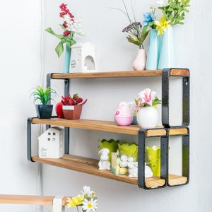 Multi-tier Wall/ Stand Display Shelf 3/5 Metal Frames 3 24 Redwood ...