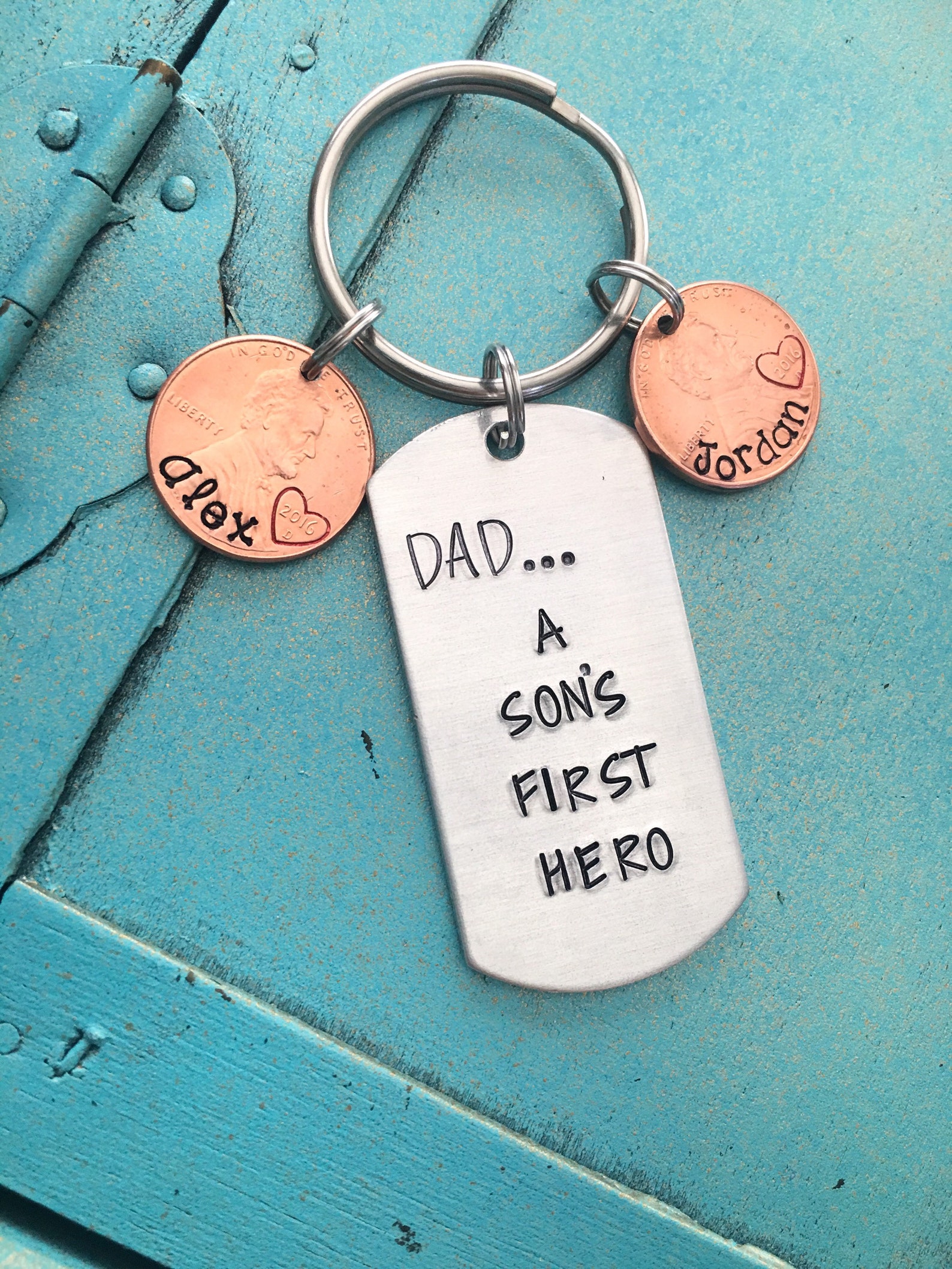Fathers Day Gift From Son Personalized Dad Keychain Daddy - Etsy