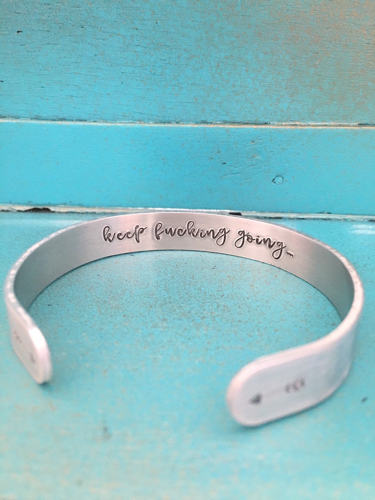 Curse Word Hidden Message Hand Stamped Cuff Bracelet Keep | Etsy
