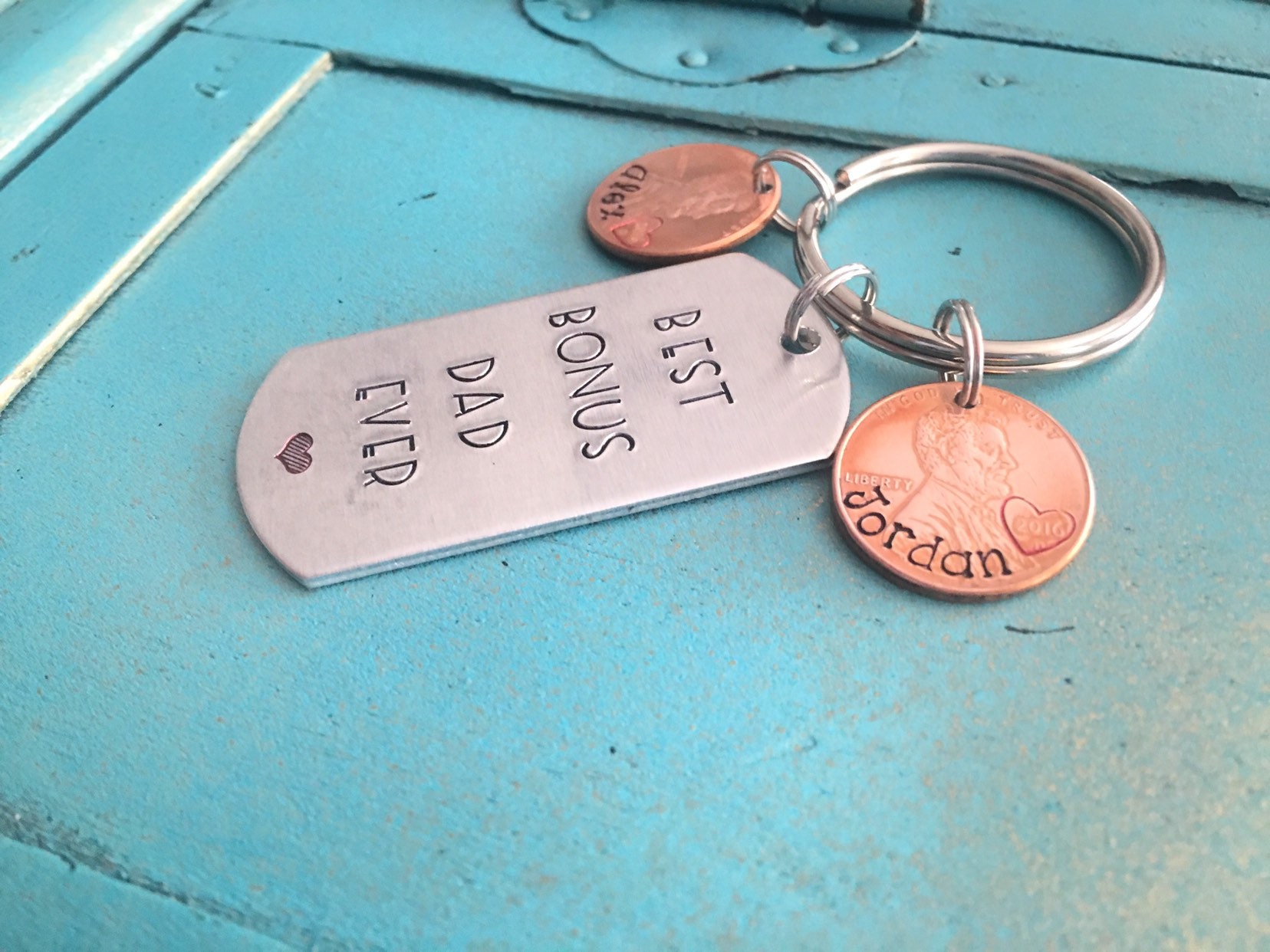 Personalized Bonus Dad Keychain Fathers Day Gift From Step | Etsy