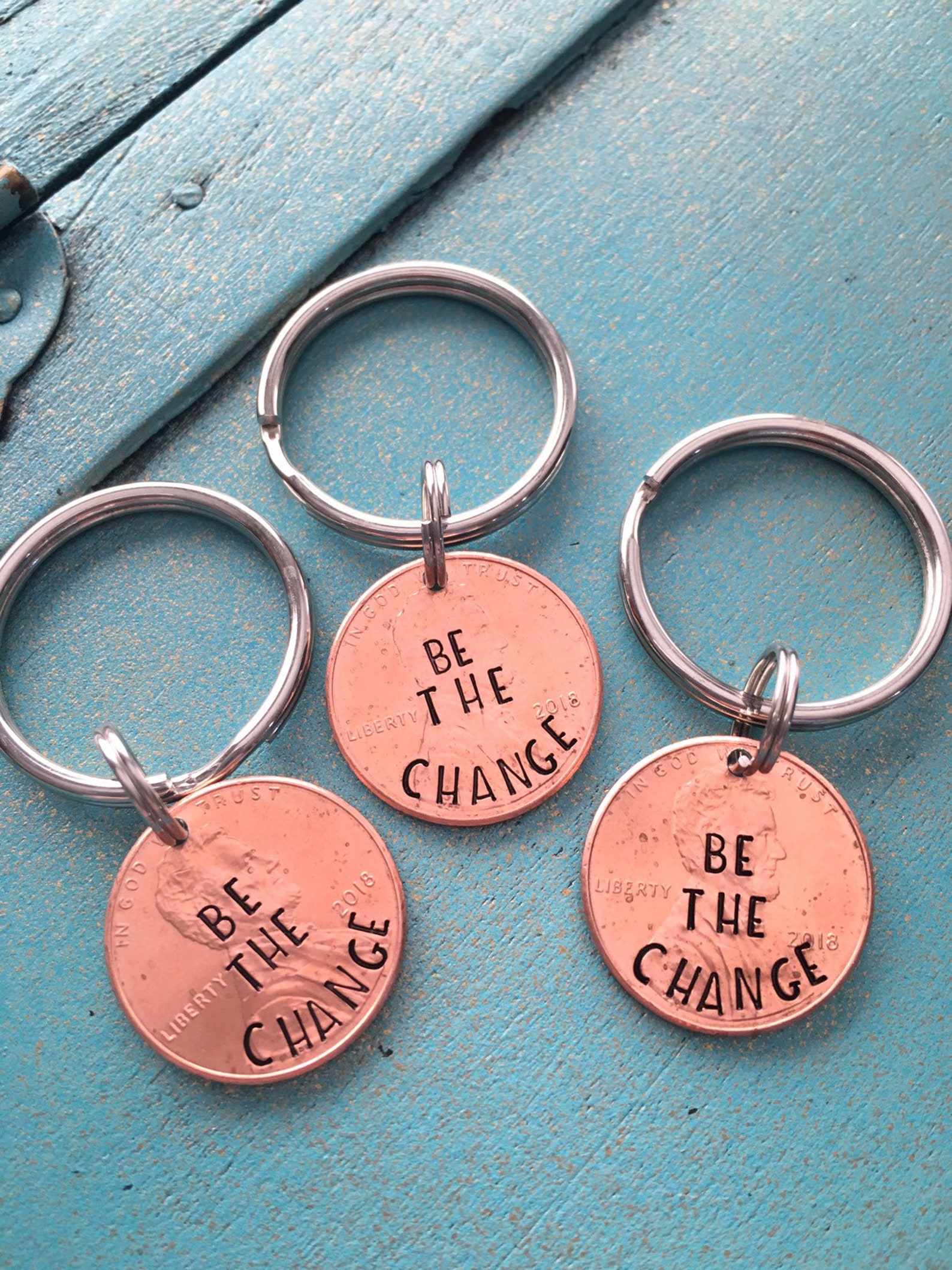 Be the Change Penny Keychains Bulk Inspirational Class of | Etsy