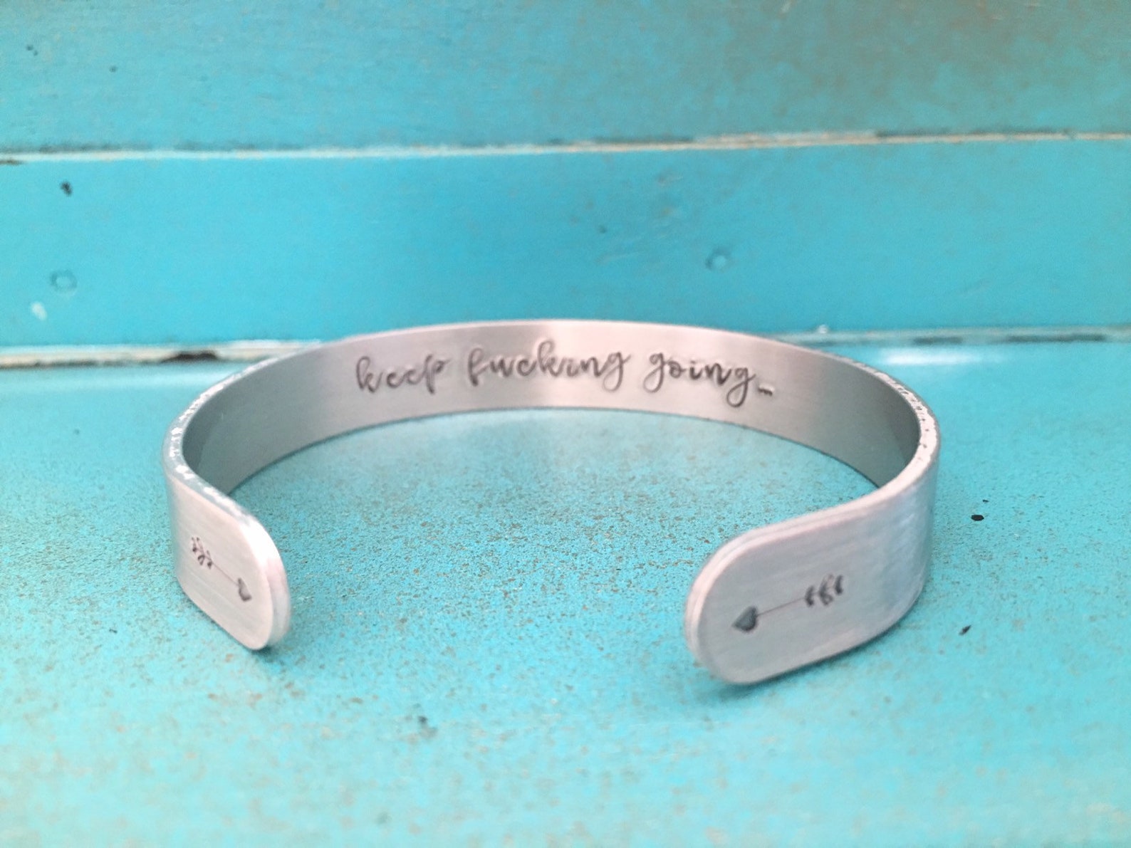 Curse Word Hidden Message Hand Stamped Cuff Bracelet Keep | Etsy