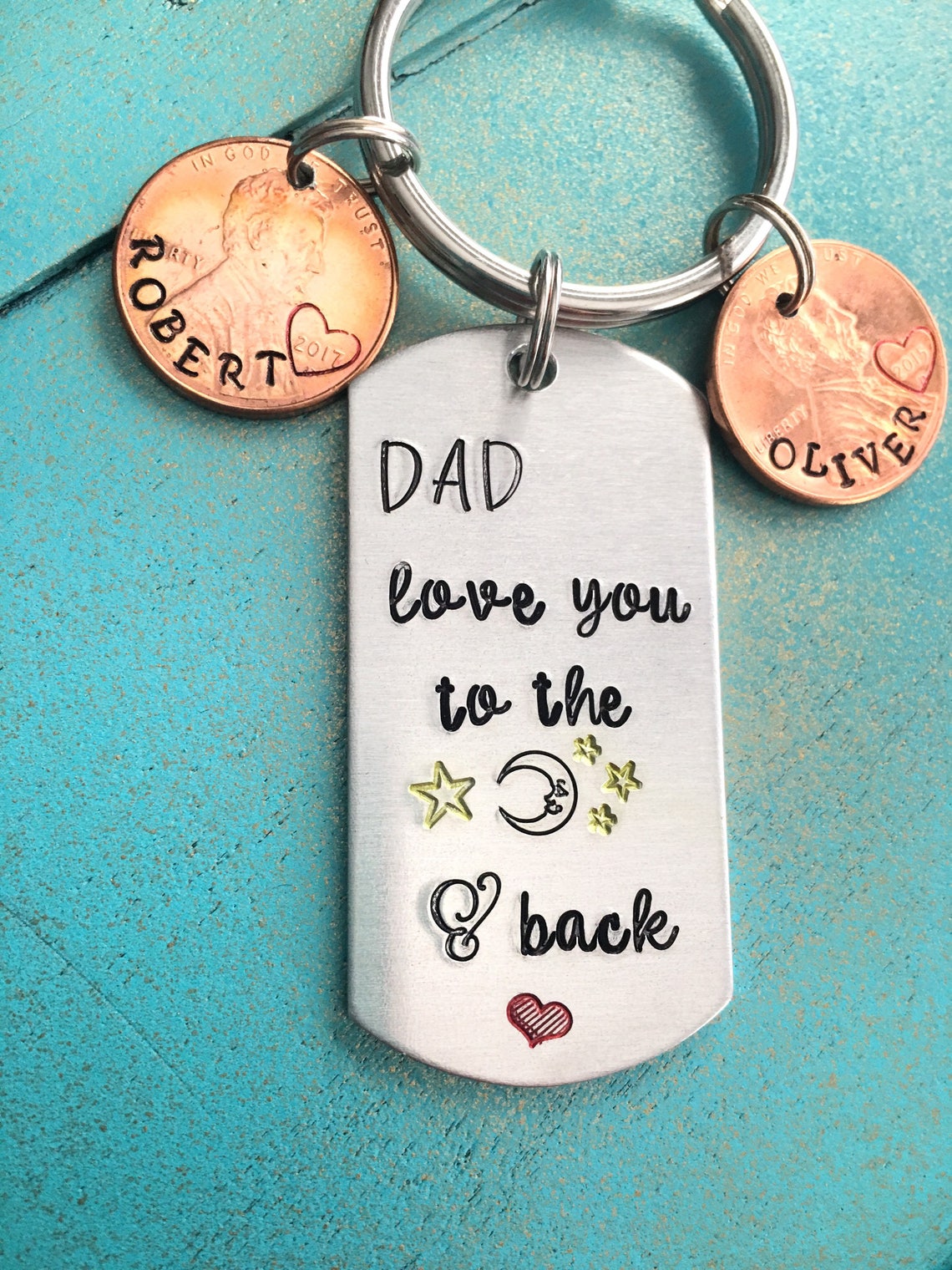 Personalized Dad Keychain Fathers Day Gift From Kids Love | Etsy