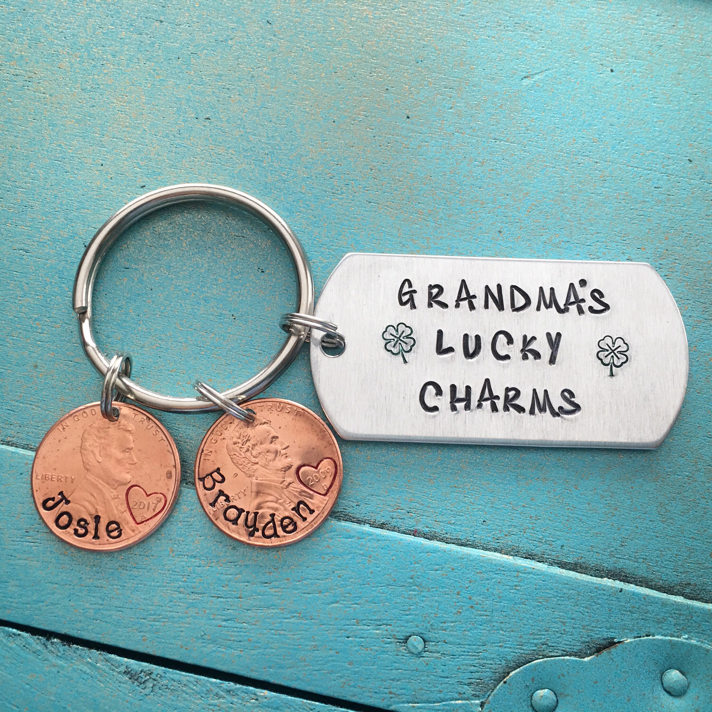 Personalized Grandmas Lucky Charms Keychain Mothers Day Gift | Etsy