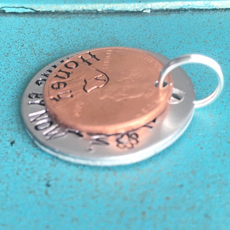Hand Stamped Personalized Penny Pet ID Tag Custom Funny Pet - Etsy
