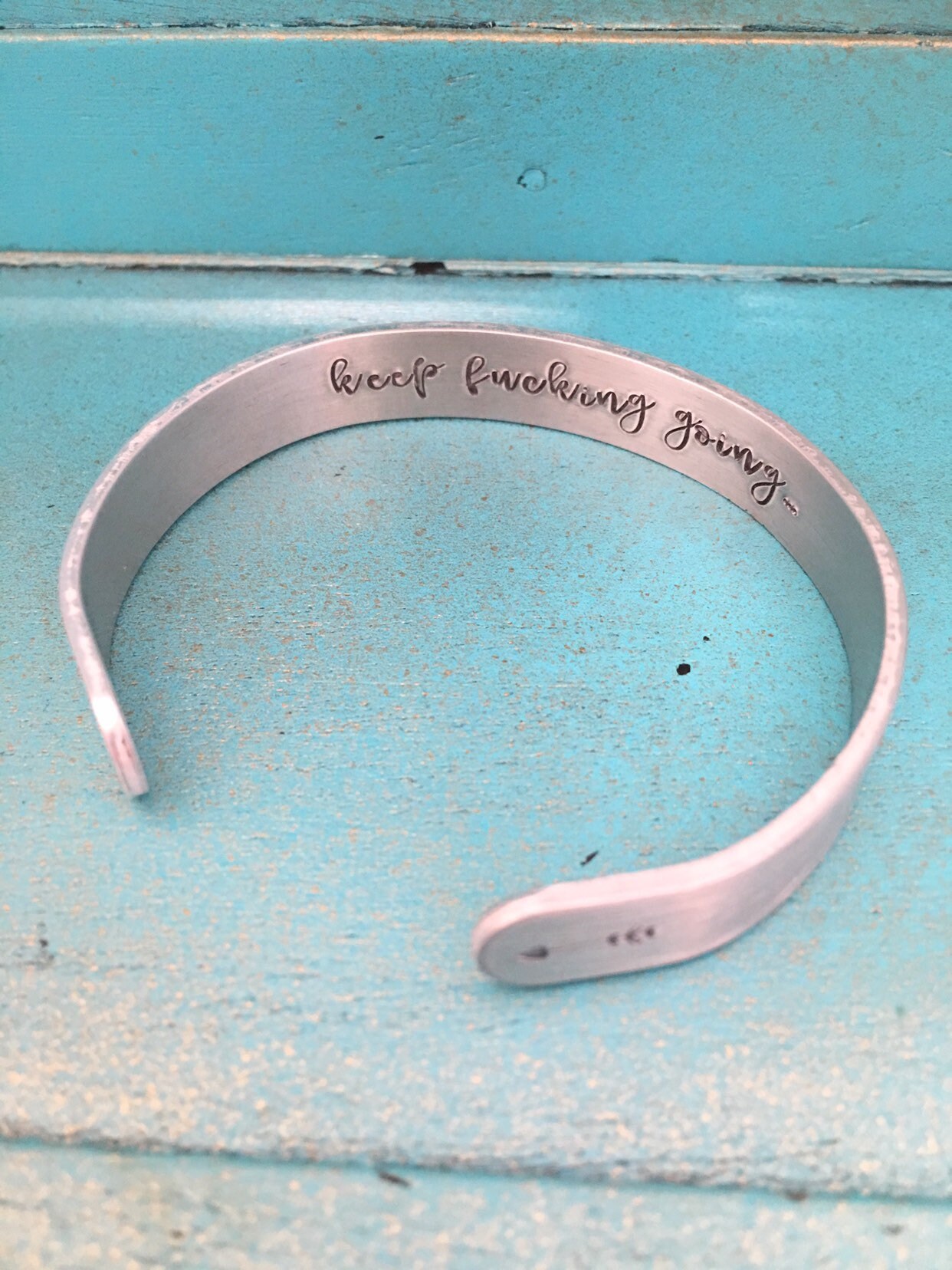 Curse Word Hidden Message Hand Stamped Cuff Bracelet Keep | Etsy