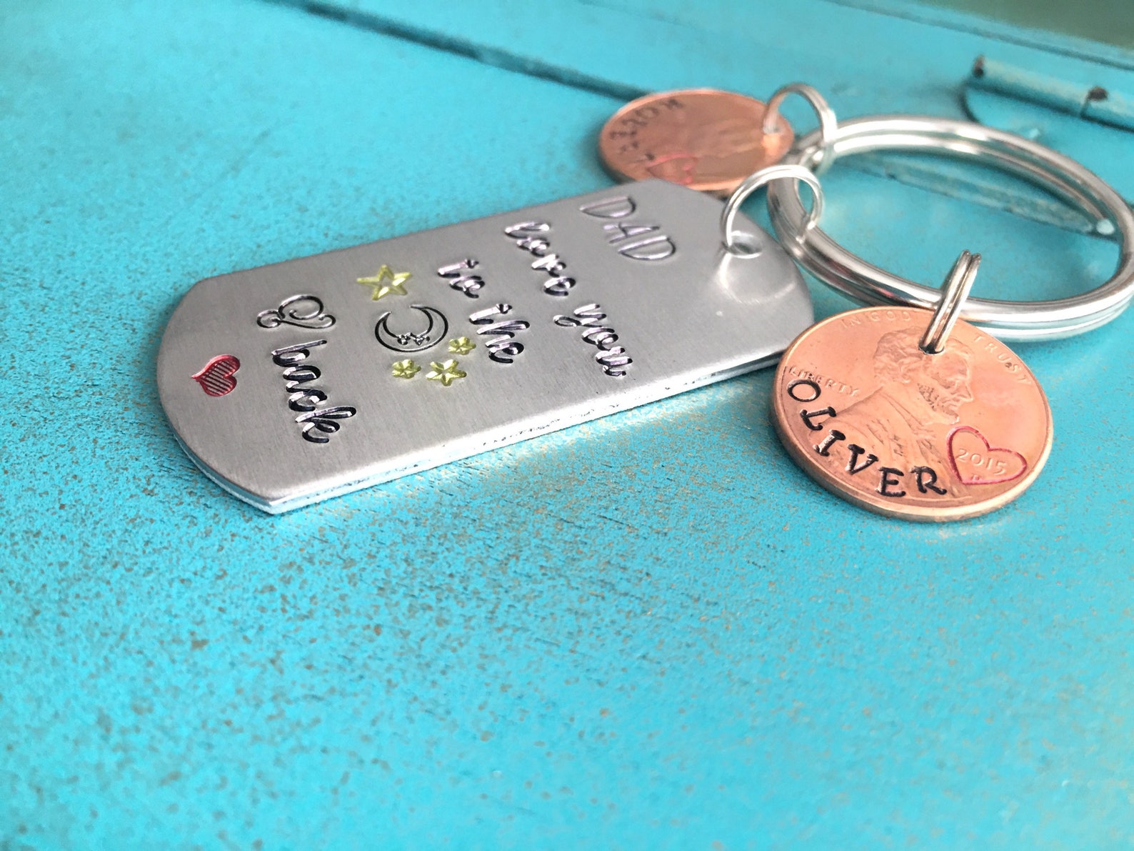 Personalized Dad Keychain Fathers Day Gift From Kids Love | Etsy