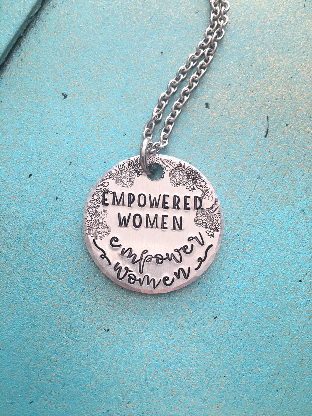 Empowered Women Empower Women Hand Stamped Pendant Necklace | Etsy