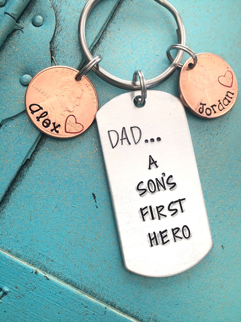 Fathers Day Gift From Son Personalized Dad Keychain Daddy - Etsy
