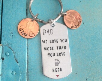 Personalized Dad Keychain Fathers Day Gift From Kids Love | Etsy