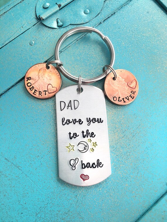 Personalized Dad Keychain Fathers Day Gift From Kids Love | Etsy